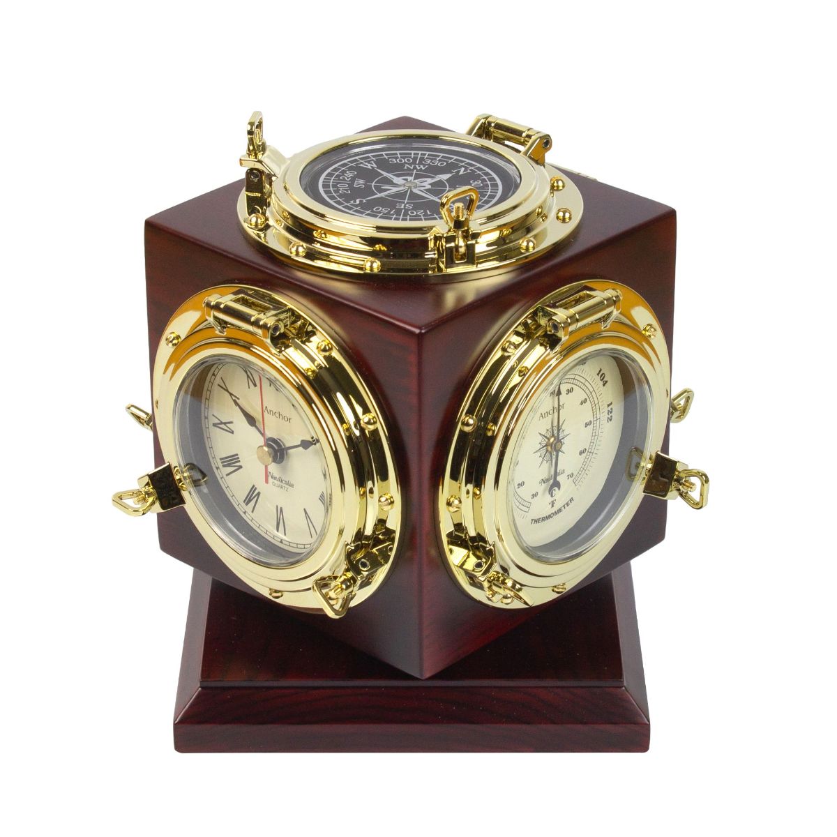 Nauticalia Anchor Porthole Rotating Weather Station, Barometer & Clock ...