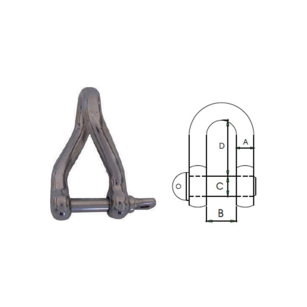 Waveline Stainless Steel Twisted D Shackle – Marine Scene