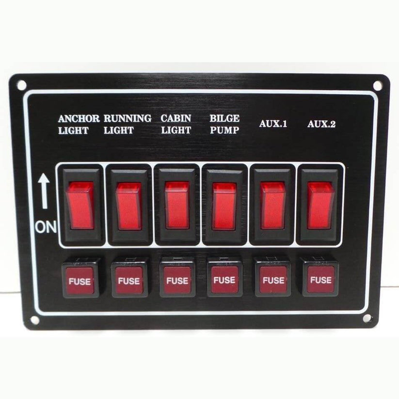 Aluminium 6 Gang Horizontal Switch Panel – Marine Scene