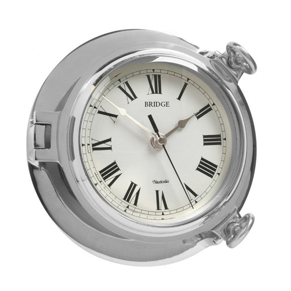 Nauticalia Chrome Plated Brass Bridge Clock - 18cm – Marine Scene