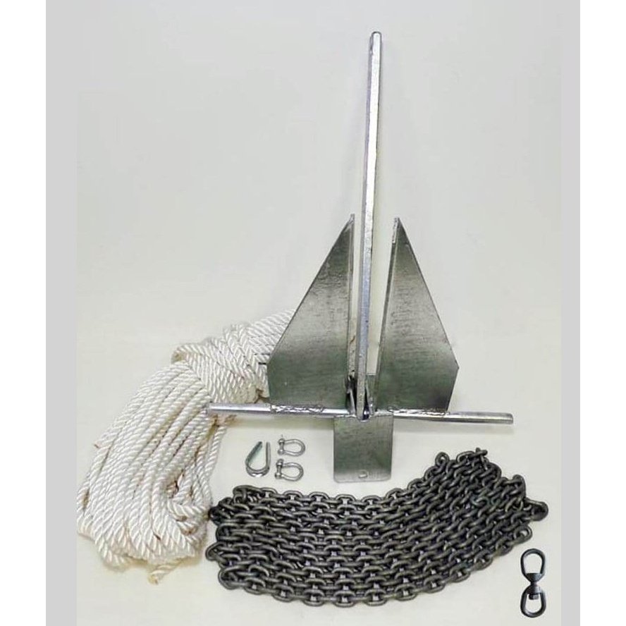 Premium Danforth Style Galvanised Steel Fluke Anchor Kit - 5 KG ...