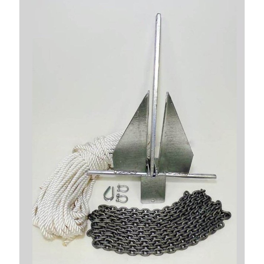 Standard Danforth Style Galvanised Steel Fluke Anchor Kit - 5 KG ...